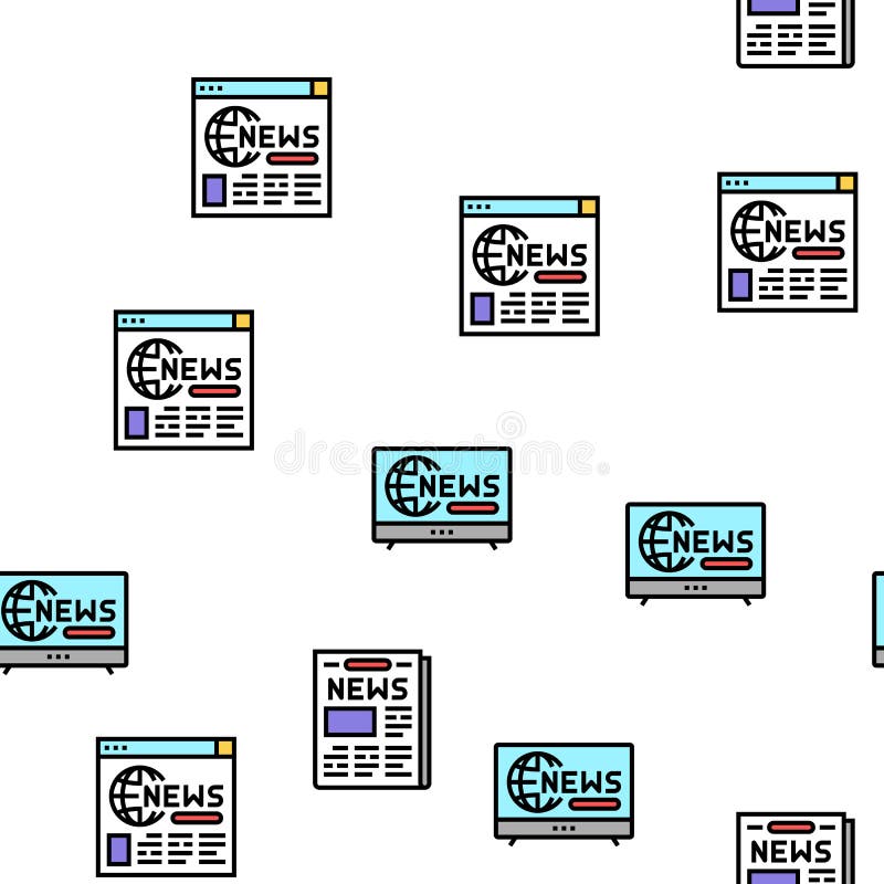News Broadcasting Vector Seamless Pattern Stock Vector - Illustration ...