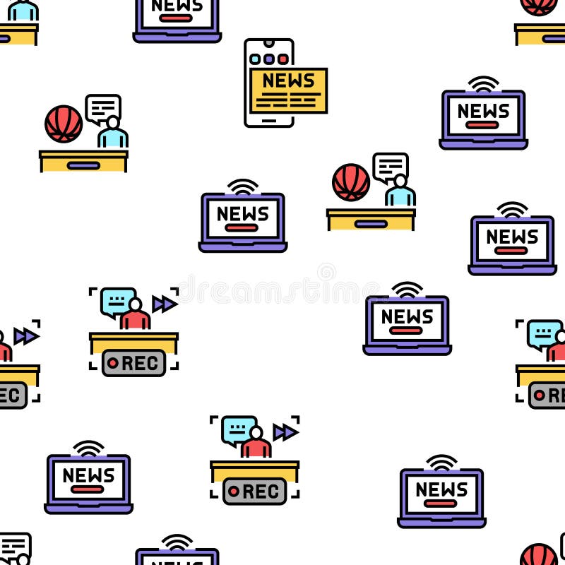 News Broadcasting Vector Seamless Pattern Stock Vector - Illustration ...