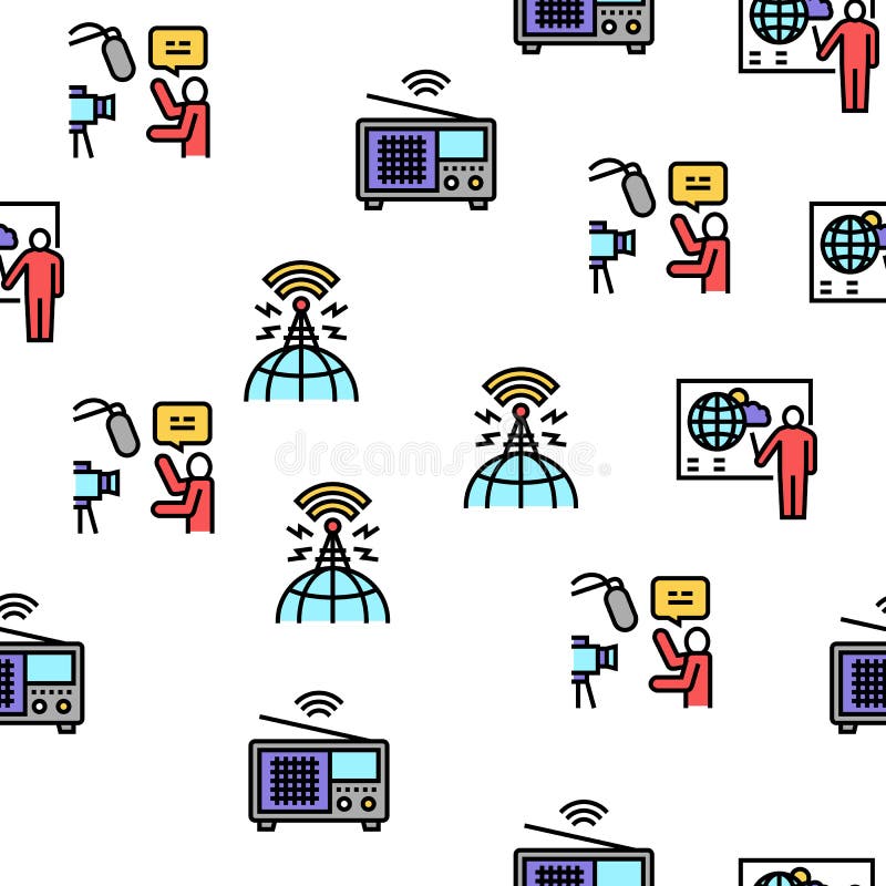 News Broadcasting Vector Seamless Pattern Stock Vector - Illustration ...