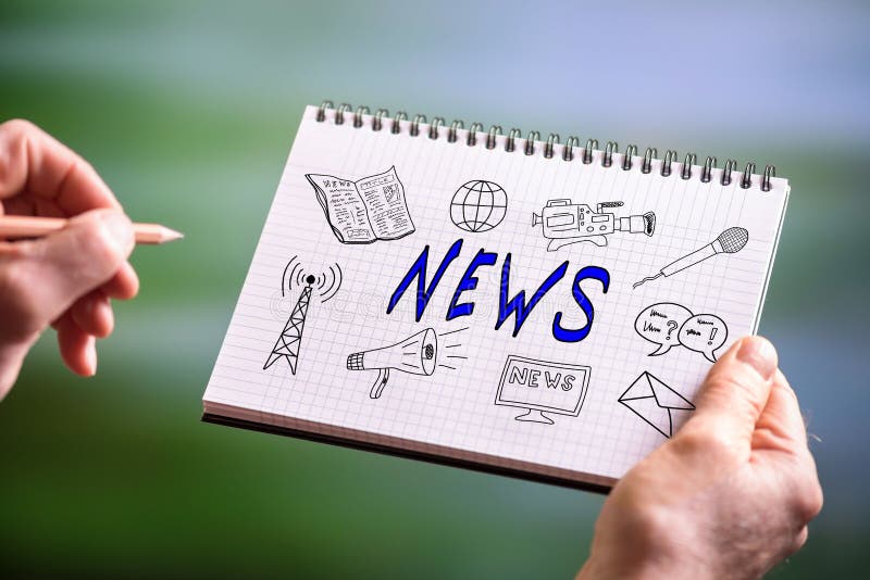 News concept on a notepad stock photo. Image of journalism - 103484070