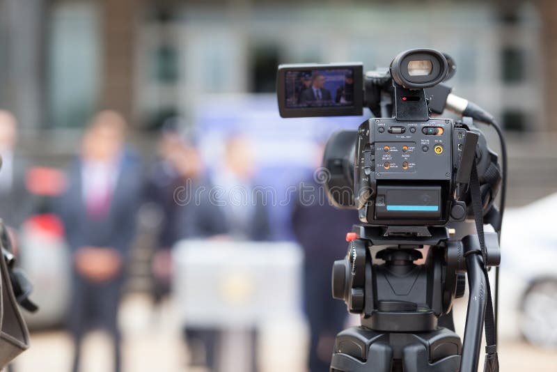 News Conference. Filming an Event with a Video Camera. Stock Image ...