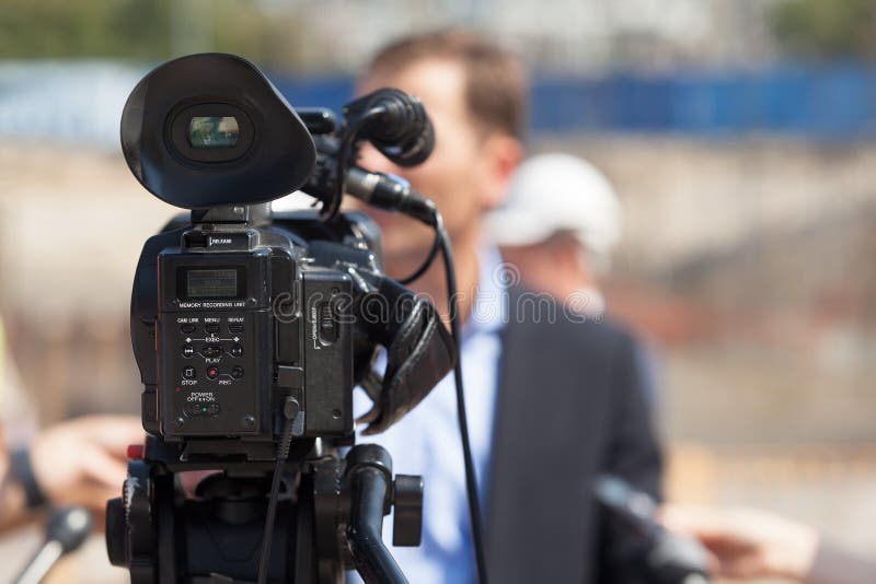 News Conference. Media Interview. Stock Image - Image of camera, media ...