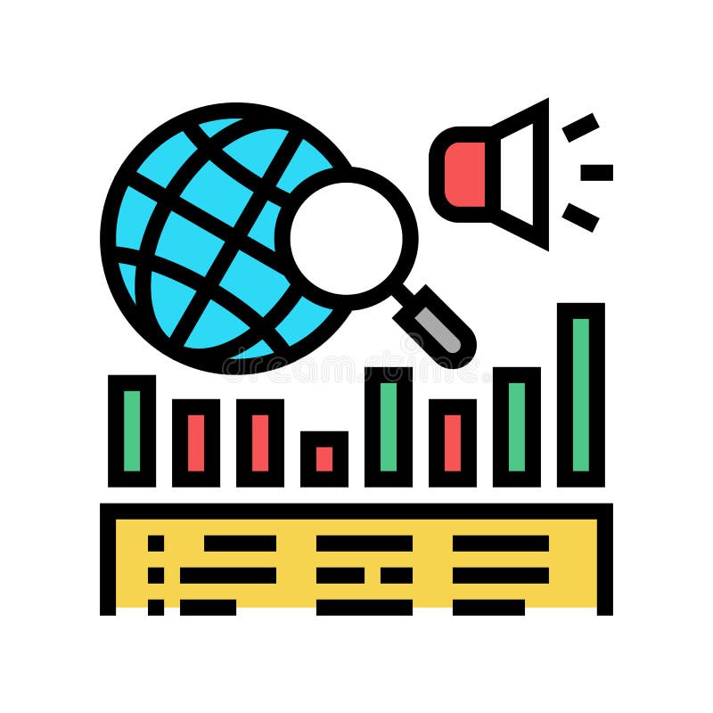 News Coverage Analysis Color Icon Vector Illustration Stock Vector ...