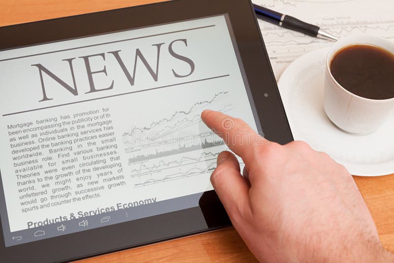 News Online Concept. Tablet Pc and Newspaper Stock Illustration ...