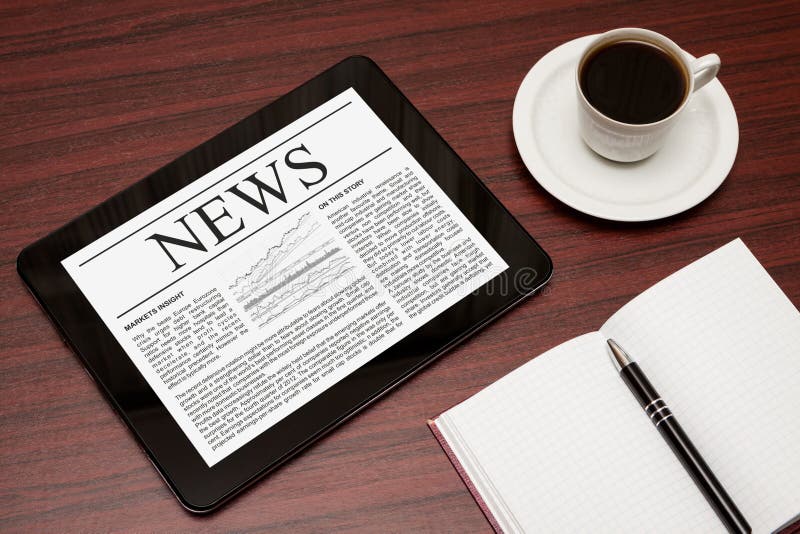 News on digital tablet. stock photo. Image of device - 33056166