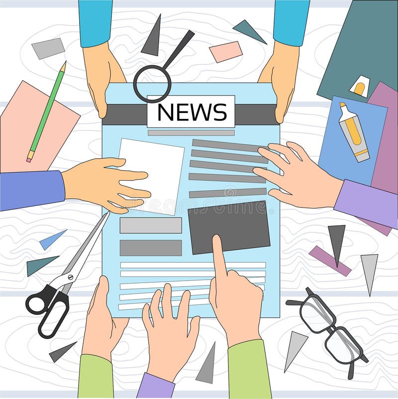 News Editor Desk Workspace, Making Newspaper Creating Article Writing ...