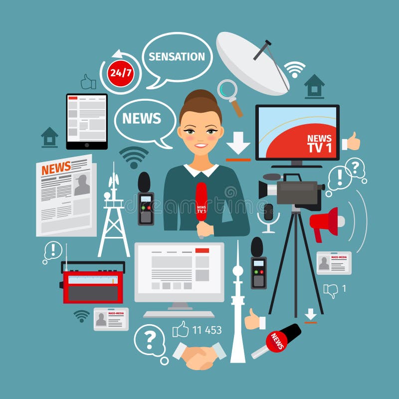 News and Journalist Concept Stock Vector - Illustration of interview ...