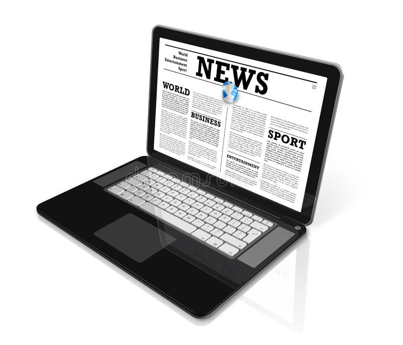 News on a Laptop Computer Isolated on White Stock Illustration ...