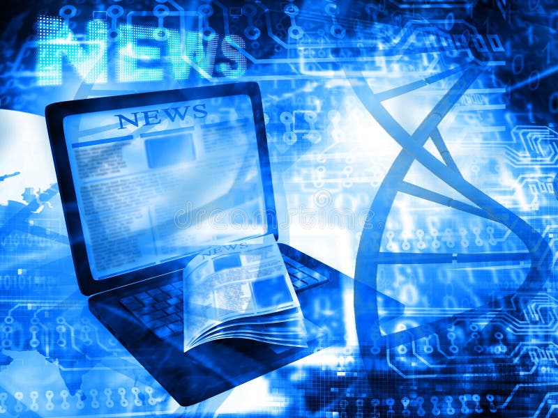 News on laptop computer stock illustration. Illustration of science ...