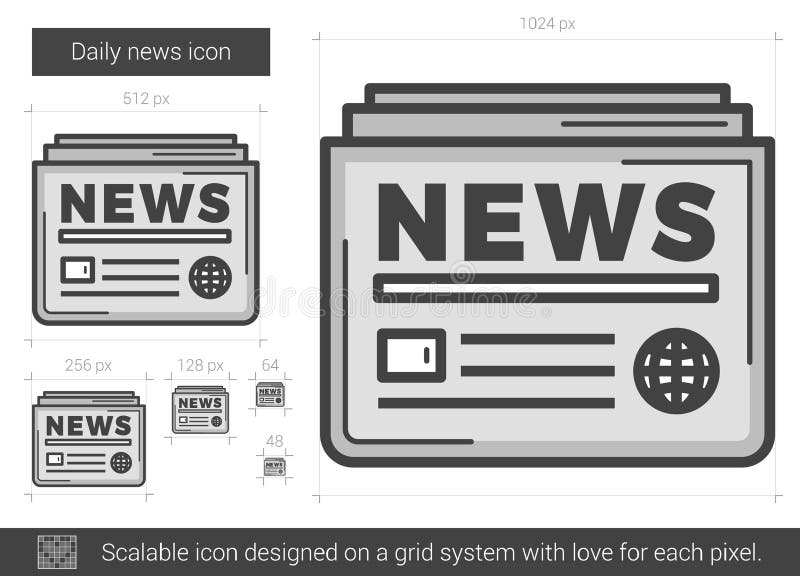 Daily news line icon. stock vector. Illustration of media - 83910413