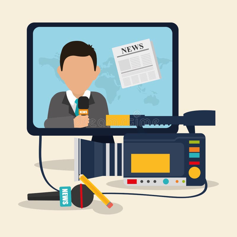 News Media and Broadcasting Stock Vector - Illustration of journalist ...
