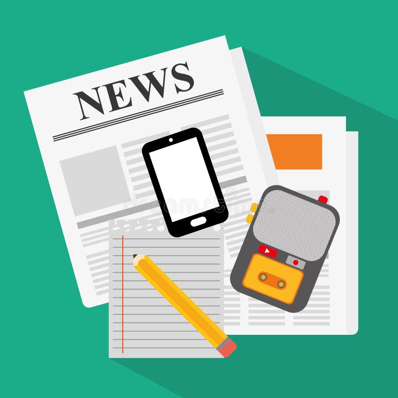 News Media and Broadcasting Stock Vector - Illustration of microphone ...