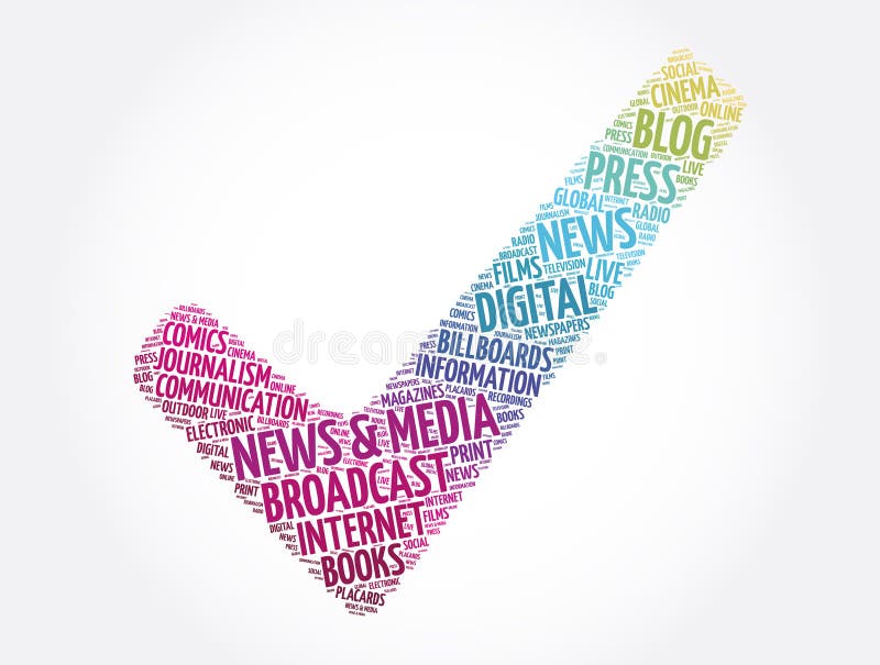 News & Media Check Mark Word Cloud Collage, Concept Background Stock ...