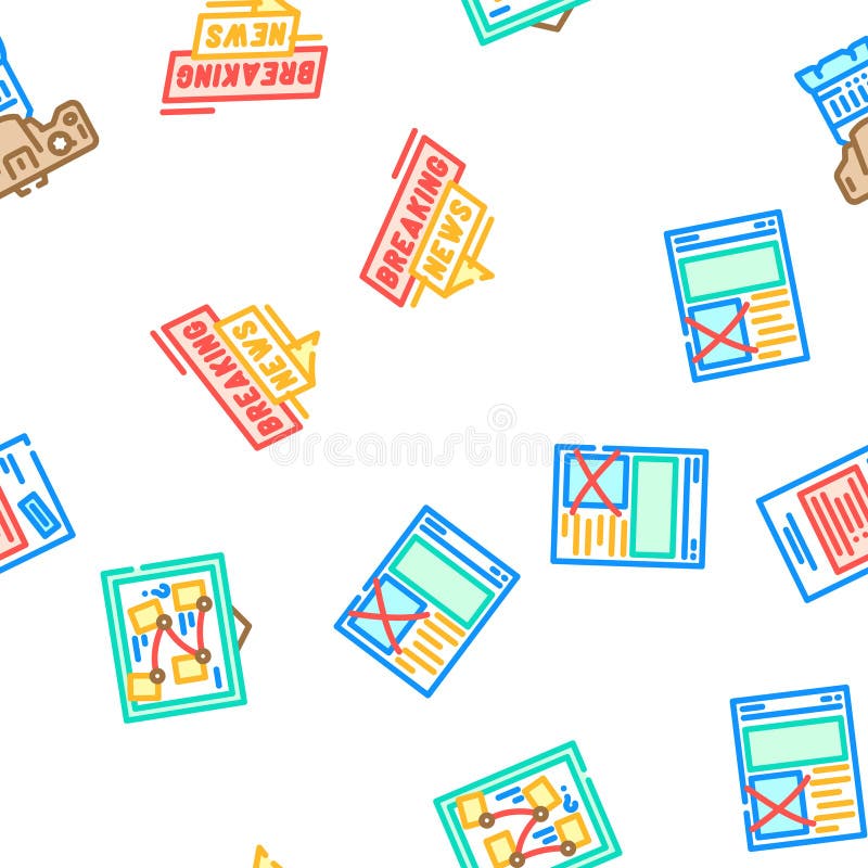 News Media Screen Business Vector Seamless Pattern Stock Vector ...