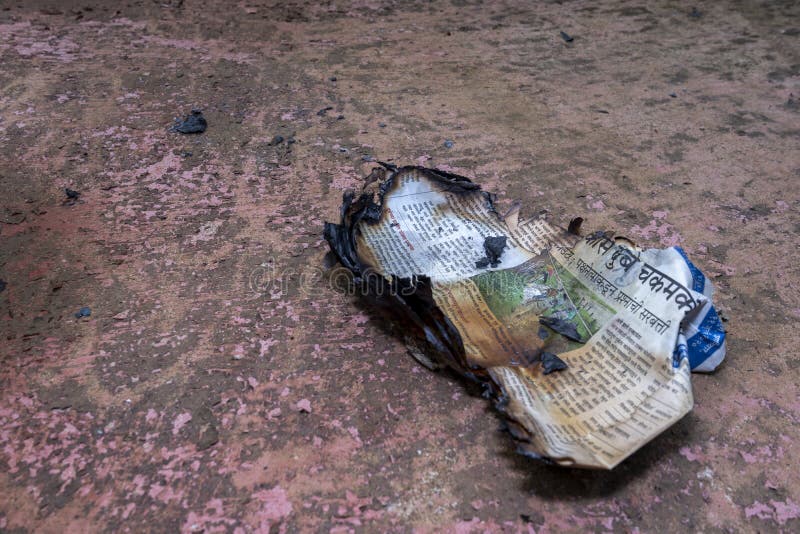 News Paper Burned on Ground Editorial Stock Photo - Image of mumbai ...