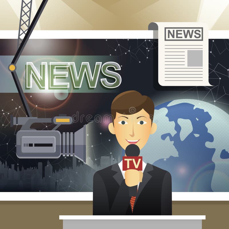 News Release Scene in Flat Design Stock Vector - Illustration of modern ...