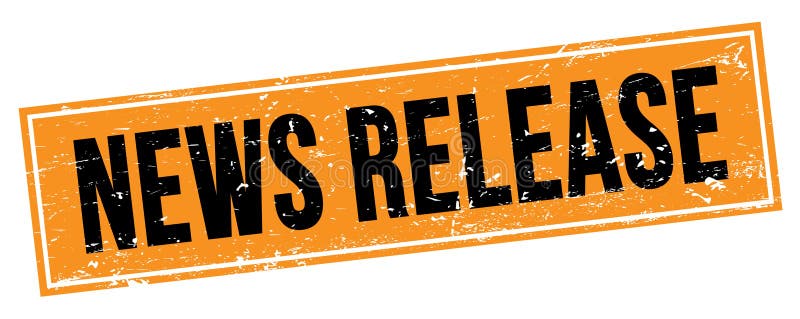 NEWS RELEASE Text on Black Orange Grungy Rectangle Stamp Stock ...