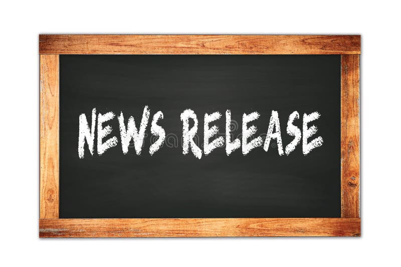 NEWS RELEASE Text Written on Wooden Frame School Blackboard Stock ...
