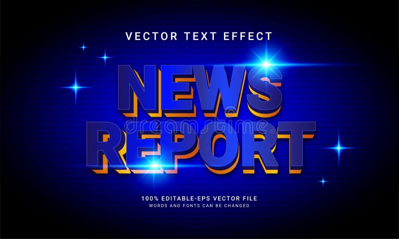 News Report 3D Editable Text Effect with Blue Color Stock Vector ...