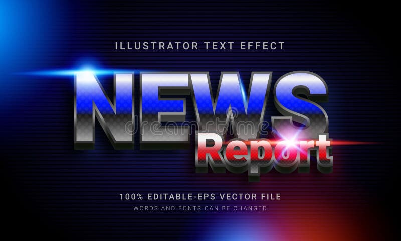 News Report 3d Text Style Effect Stock Vector - Illustration of logo ...