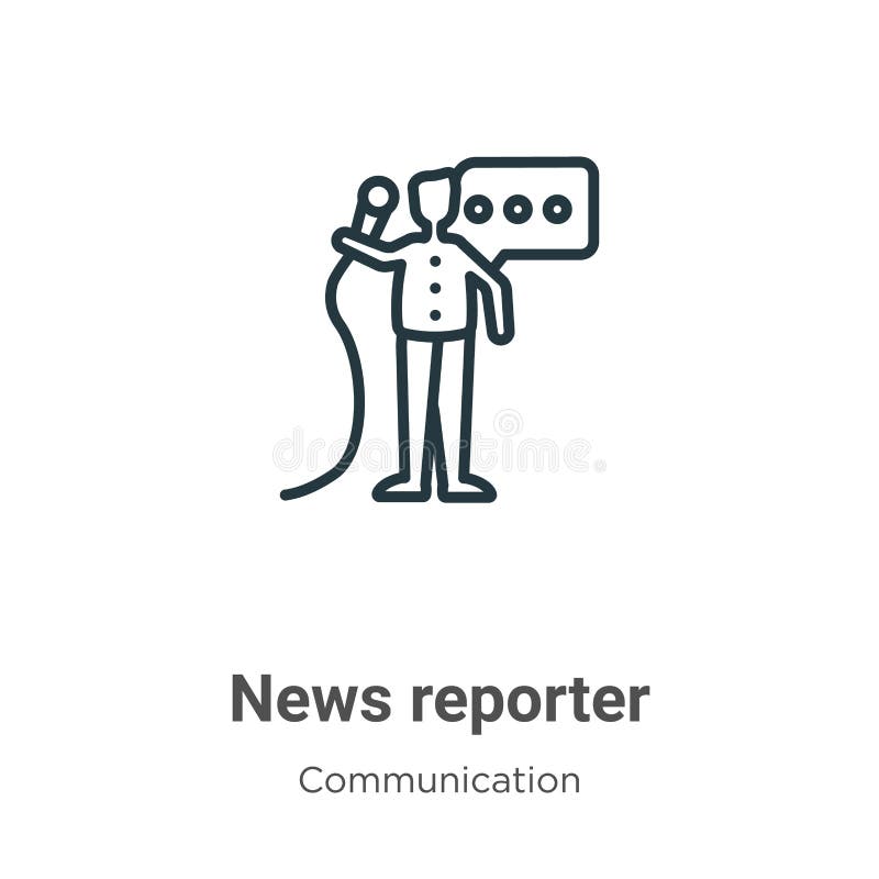 News Reporter Outline Vector Icon. Thin Line Black News Reporter Icon ...