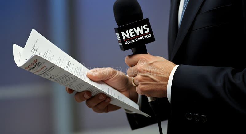 News Reporter Reading Statement Stock Image - Image of corporate ...