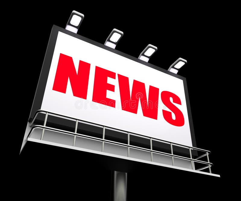 News Sign Represents Newspaper Articles and Stock Illustration ...