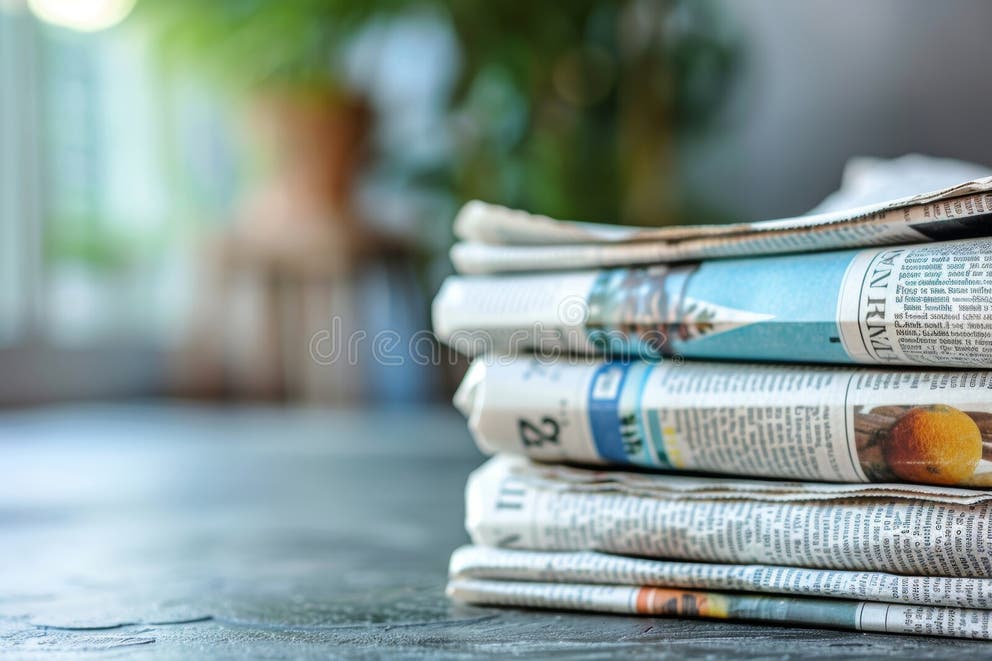 News. a Stack of Newspapers is on the Table Stock Photo - Image of ...