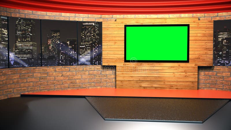 3D Virtual News Studio Background, 3d Illustration Stock Illustration ...