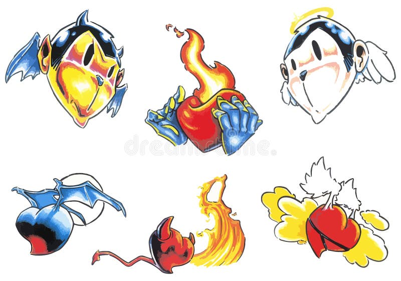 Newskool Tattoo Set. Set of Labels and Elements. Vector Set Illustration Template Tattoo. Stock ...