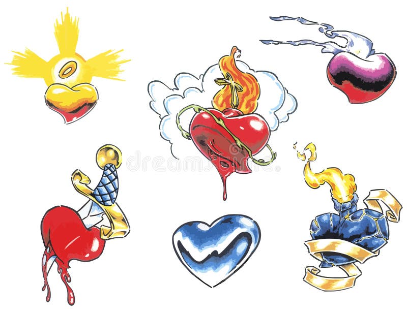 Newskool Tattoo Set. Set of Labels and Elements. Vector Set Illustration Template Tattoo. Stock ...