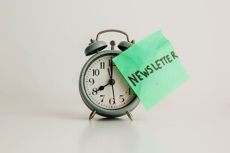 Newsletter Deadline Alarm Clock Stock Photo - Image of online, desk ...