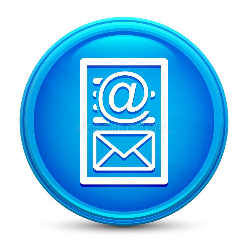 Newsletter Document Page Icon Glass Shiny Blue Round Button Isolated ...