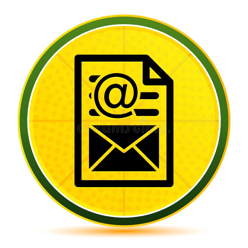 Newsletter Document Page Icon Lemon Lime Yellow Round Button ...