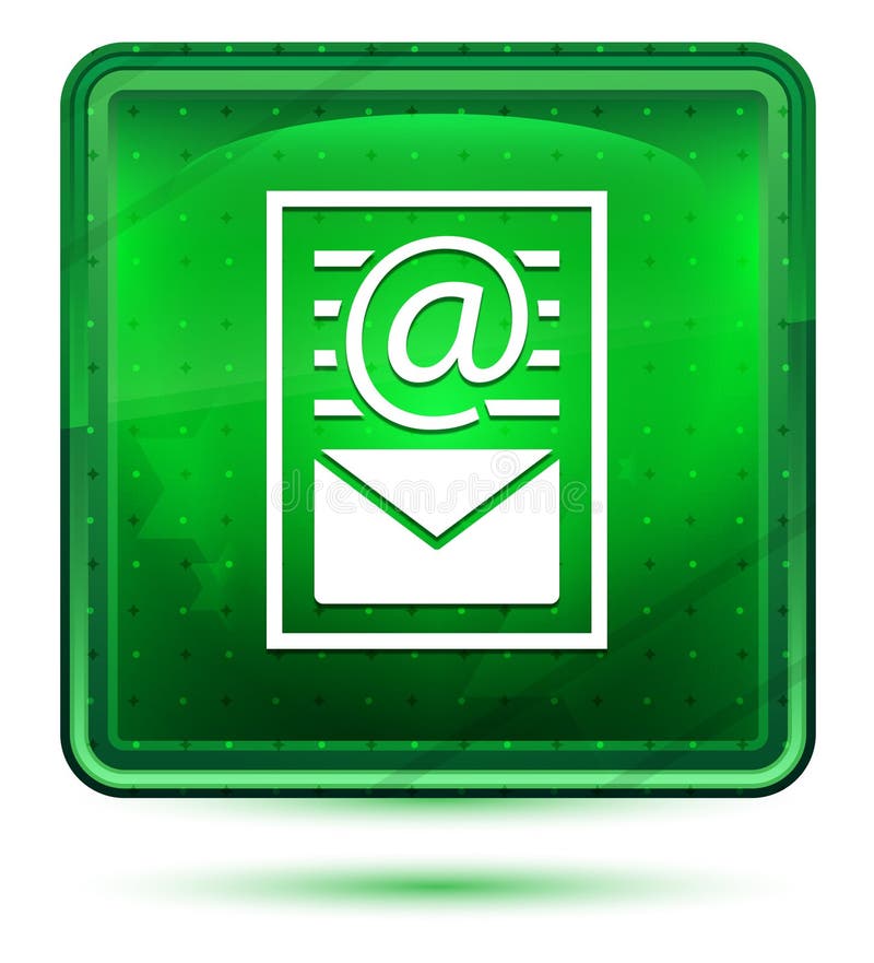 Newsletter Document Page Icon Neon Light Green Square Button Stock ...