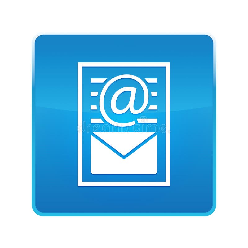 Newsletter Document Page Icon Shiny Blue Square Button Stock ...
