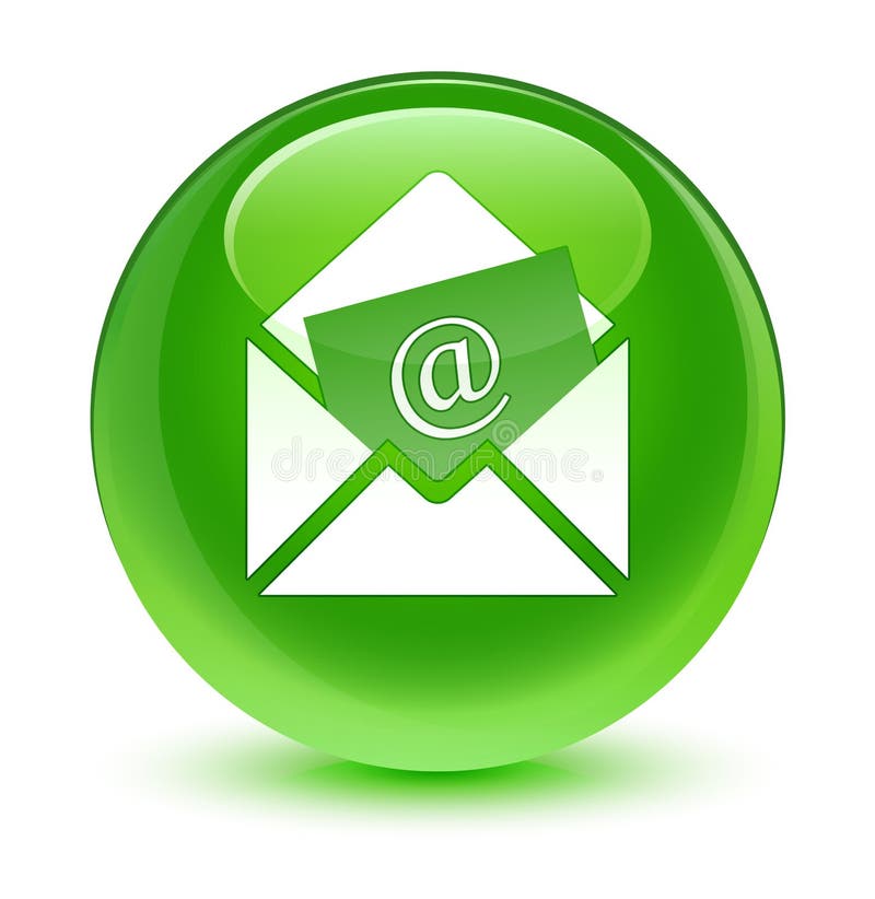Newsletter Email Icon Glassy Green Round Button Stock Illustration ...