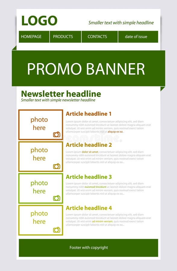 Newsletter Green Template with Spring Colors Stock Illustration ...