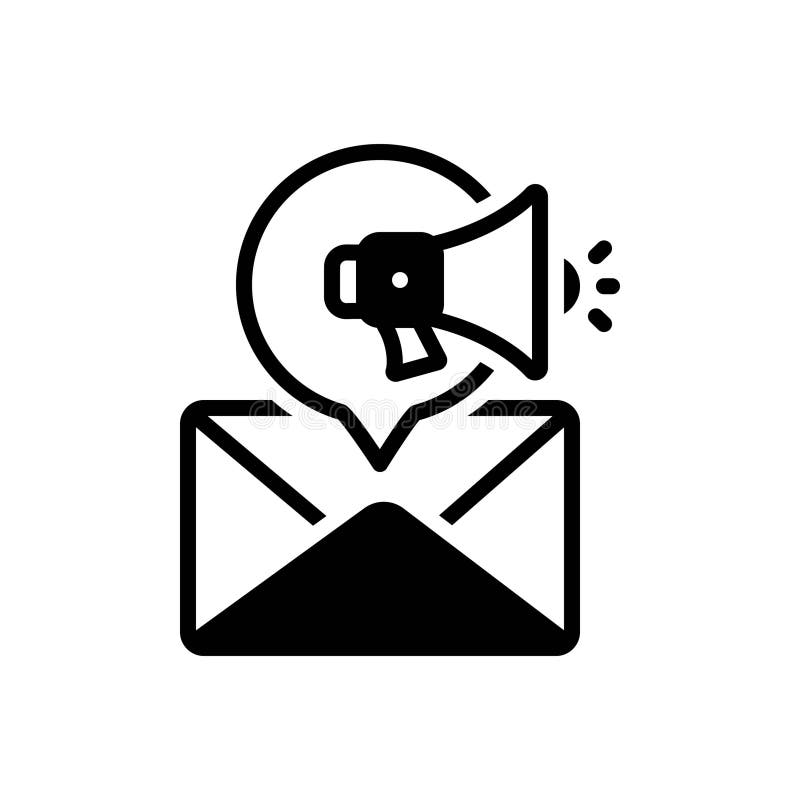 Black Solid Icon for Newsletter, Message and Mail Stock Illustration ...