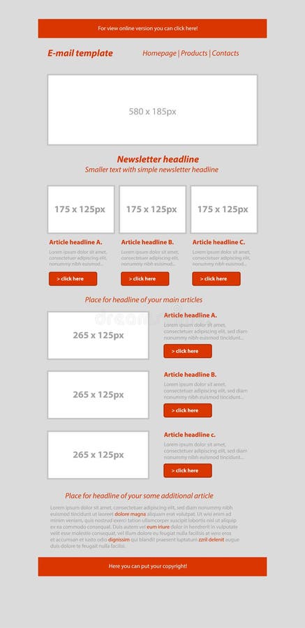 Newsletter Red Template with Business Style Stock Illustration ...