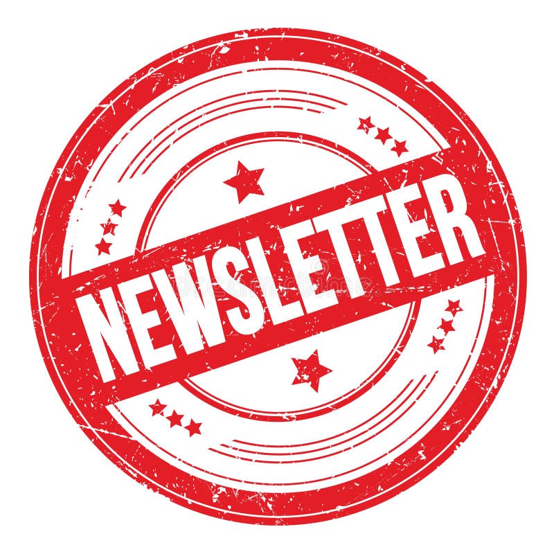 NEWSLETTER Text on Red Round Grungy Stamp Stock Illustration ...