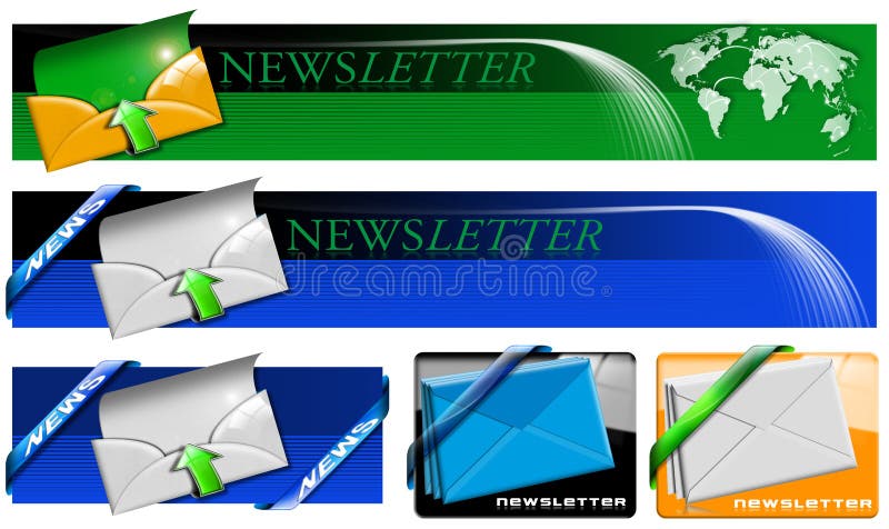 Newsletter Web Banner Collection Stock Illustration - Illustration of ...