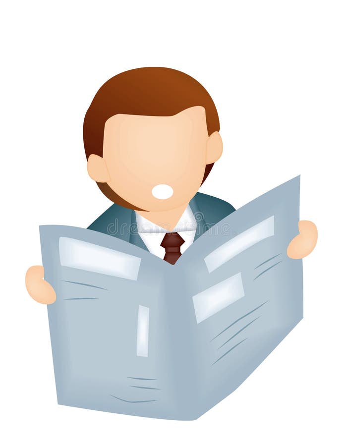 Cartoon Man is Reading Newspaper Stock Vector - Illustration of ...