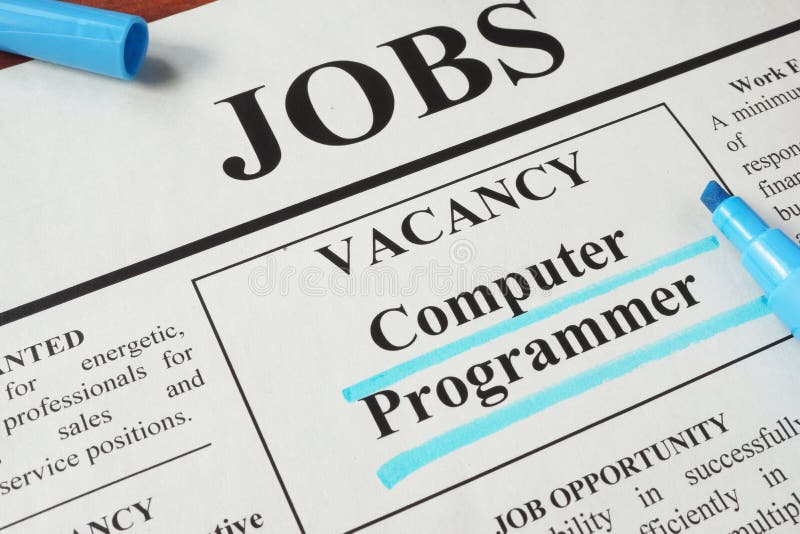 Newspaper with Ads for Vacancy Computer Programmer. Stock Photo - Image ...