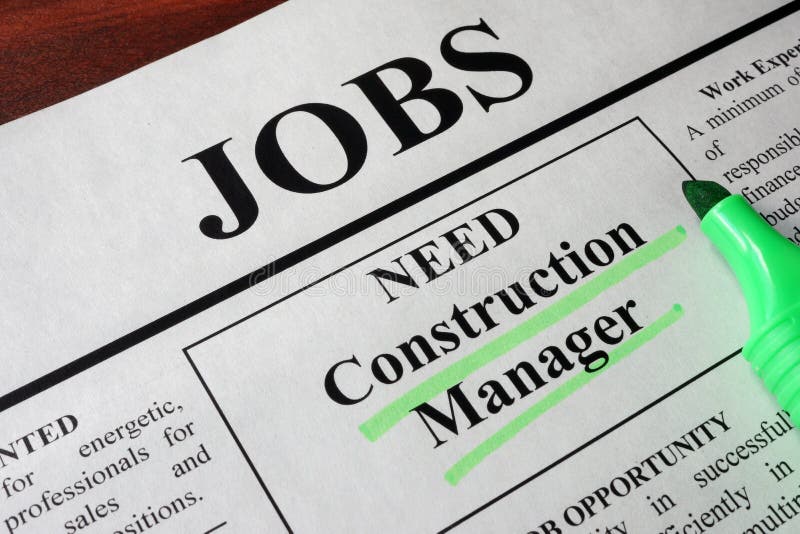 Newspaper with Ads for Vacancy Construction Manager. Stock Photo ...
