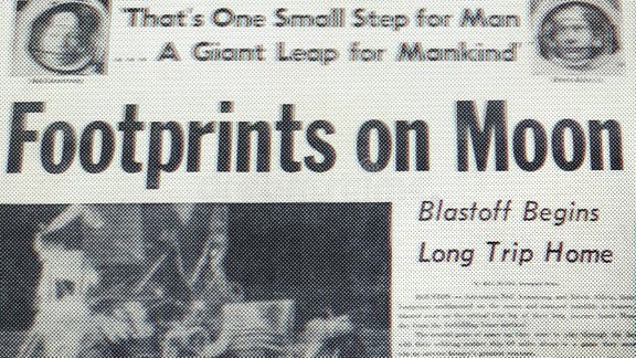 Newspaper Announcing First Footsteps on the Moon Editorial Stock Photo ...