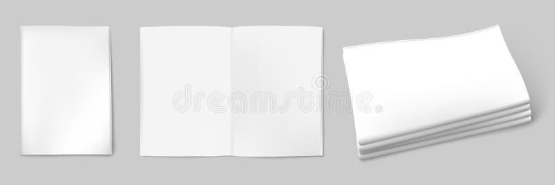 Newspaper Blank White Paper Sheets Realistic Mockup Vector Illustration ...