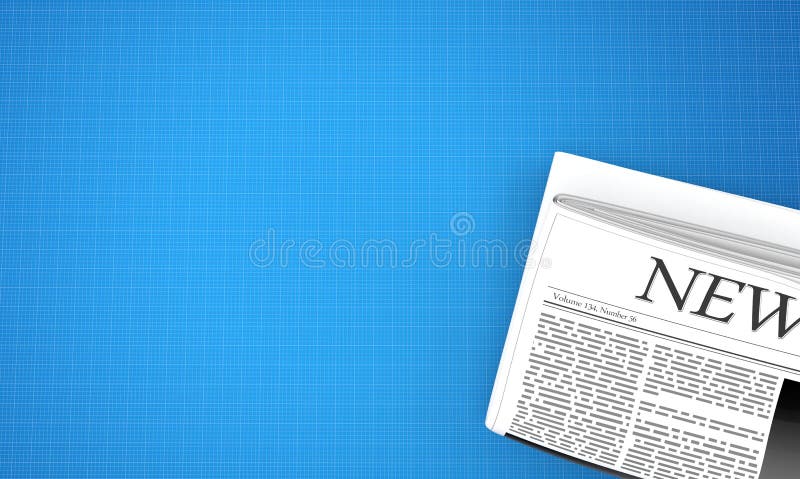 Newspaper on Blueprint Background Stock Illustration - Illustration of ...