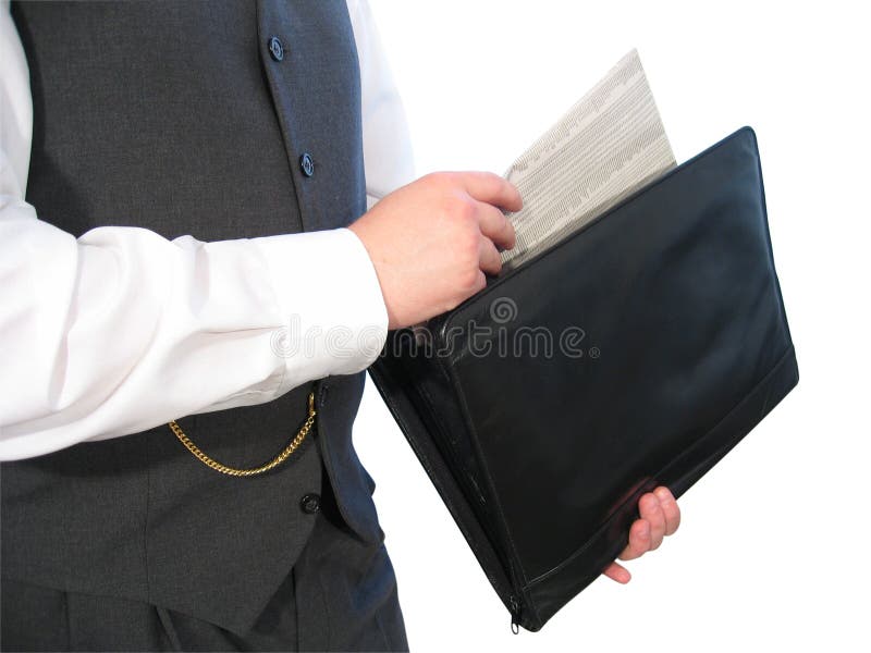 Newspaper in Briefcase stock photo. Image of shirt, black - 18028