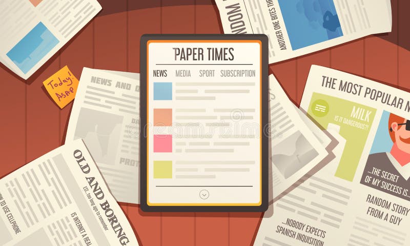 Newspaper Cartoon Concept stock illustration. Illustration of news ...